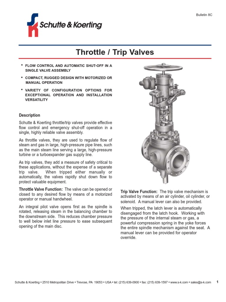 8C Throttle Trip Valves | PDF | Valve | Throttle