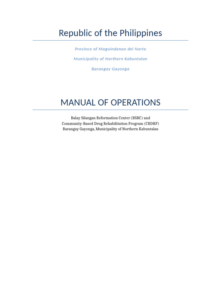 Balay Silangan CBDRP Manual of Operations Northern Kabuntalan | PDF ...