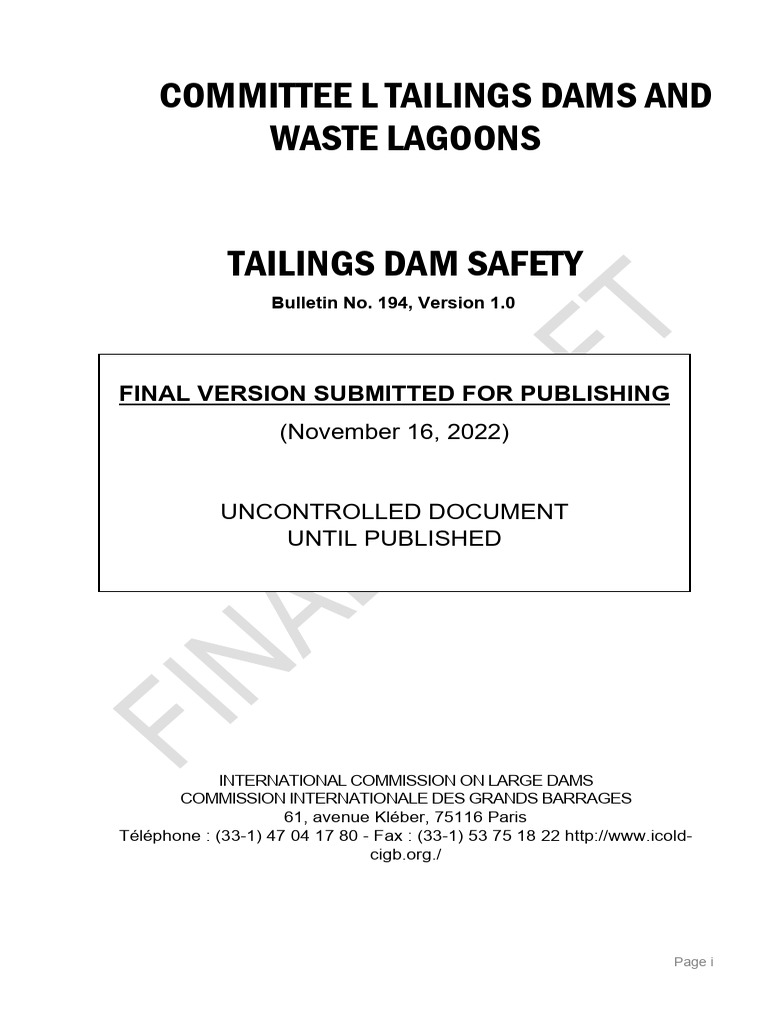 Tailings Dam Safety Bulletin 194 | PDF | Geotechnical Engineering | Dam