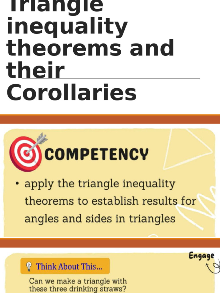 Triangle Inequality Theorems and Their Corollaries | PDF