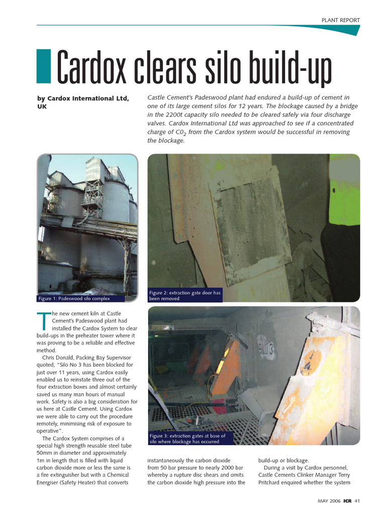 Cardox System Clears Cement Silo Blockage | PDF | Cement | Carbon Dioxide