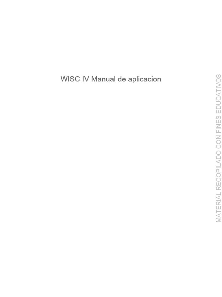 WISC IV Manual de Aplicacion | PDF