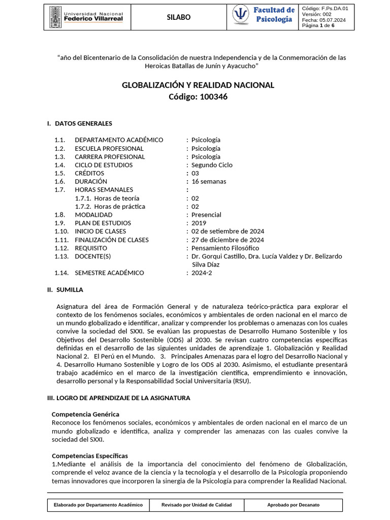 Silabo Globalización 2024 Castillo-Valdéz-Silva | PDF | Evaluación ...