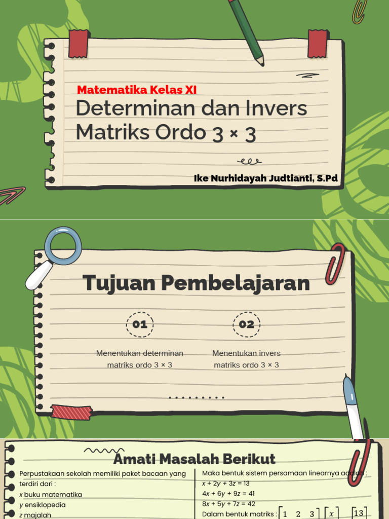 Determinan Dan Invers Matriks 3 X 3 | PDF