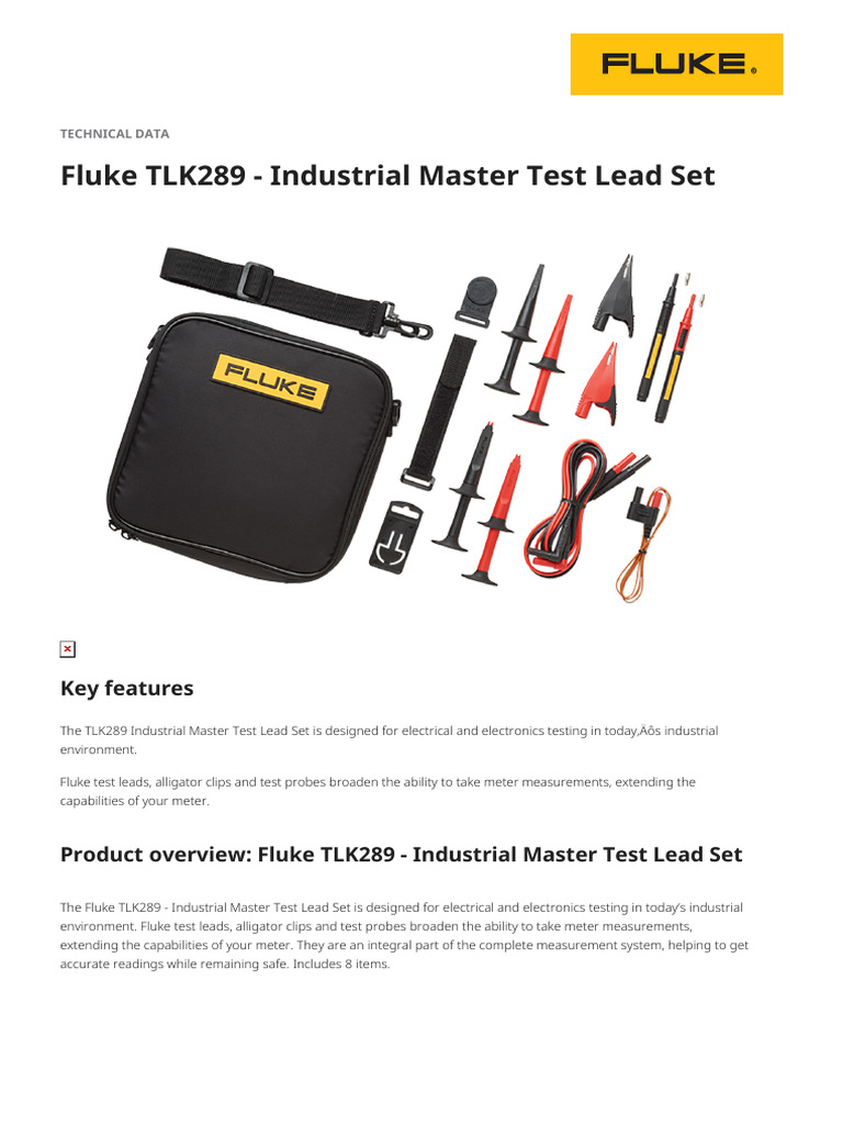 Data Sheet Fluke TLK-289 | PDF | Electricity | Electromagnetism