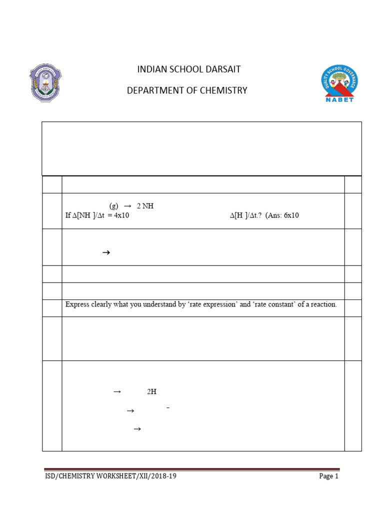 Kinetics Worksheet | PDF | Reaction Rate | Activation Energy