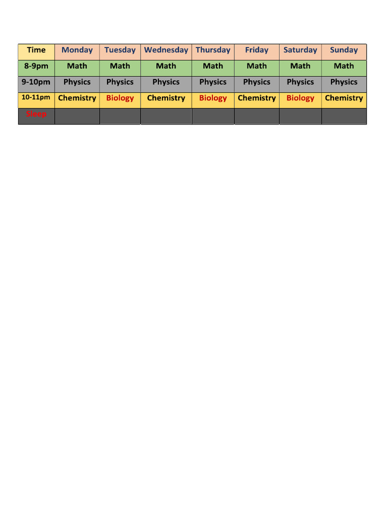 Time Table | PDF