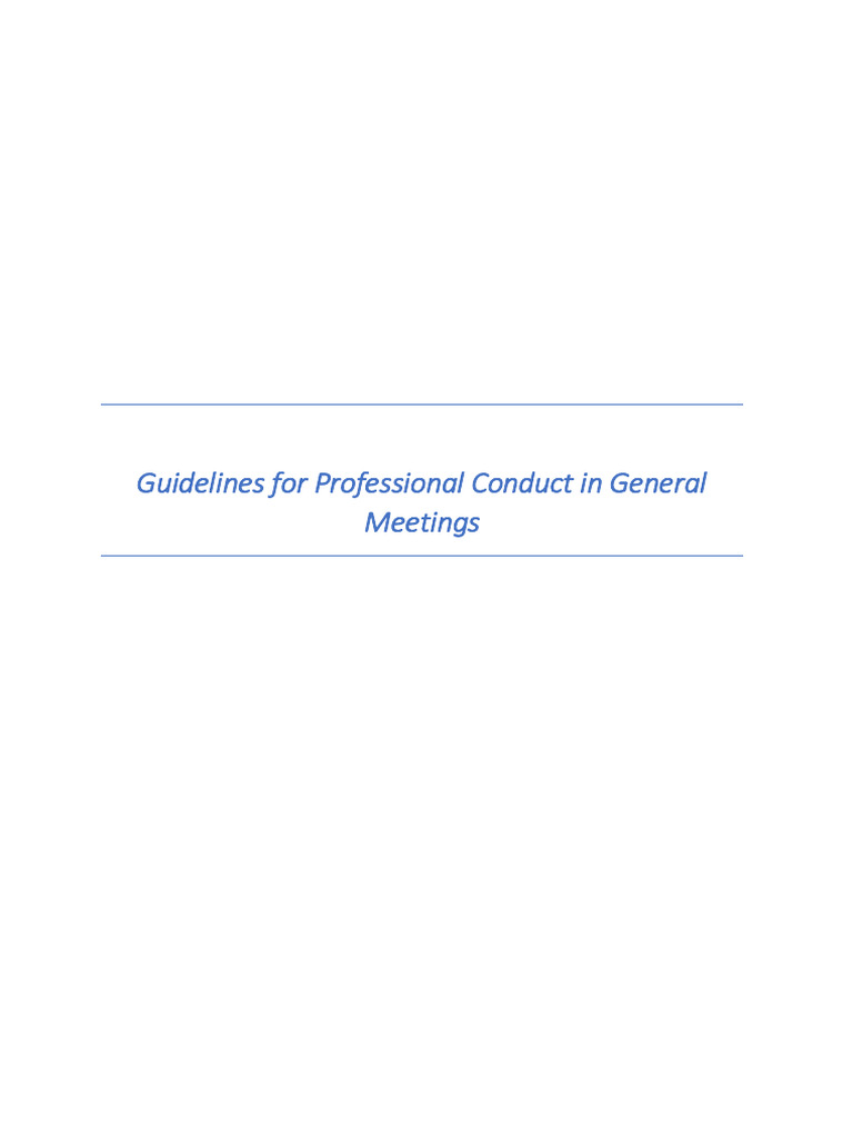 Guidelines For Professional Conduct in General Meetings | PDF | Mediation