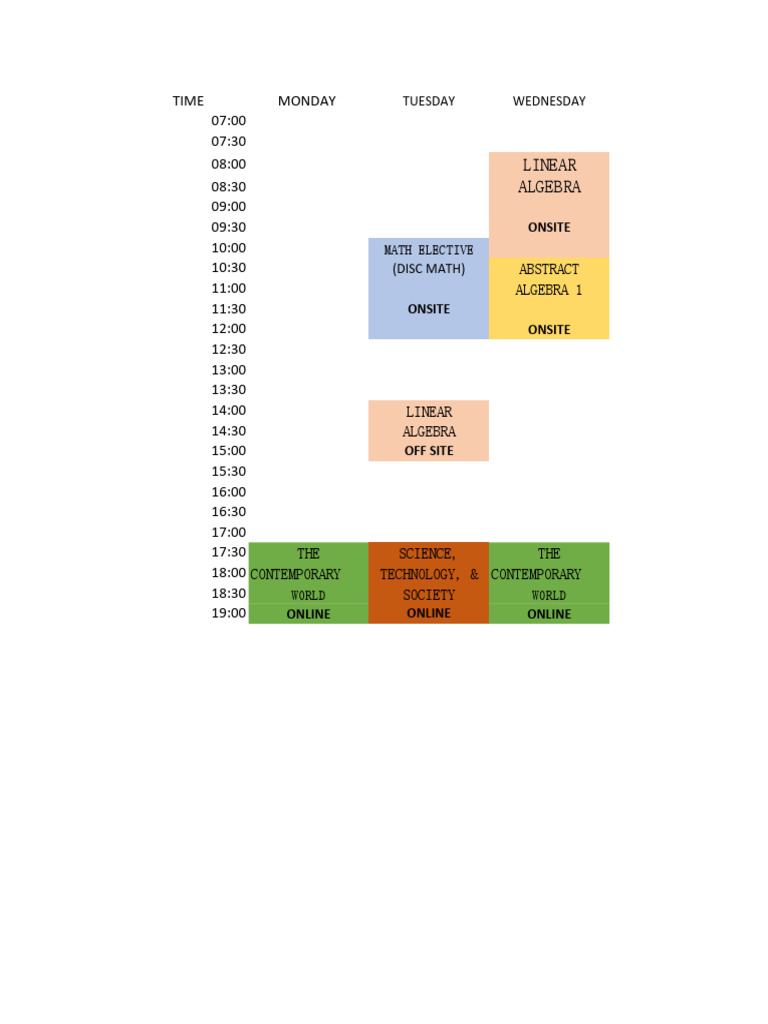 Bs Math 2a - Schedule | PDF