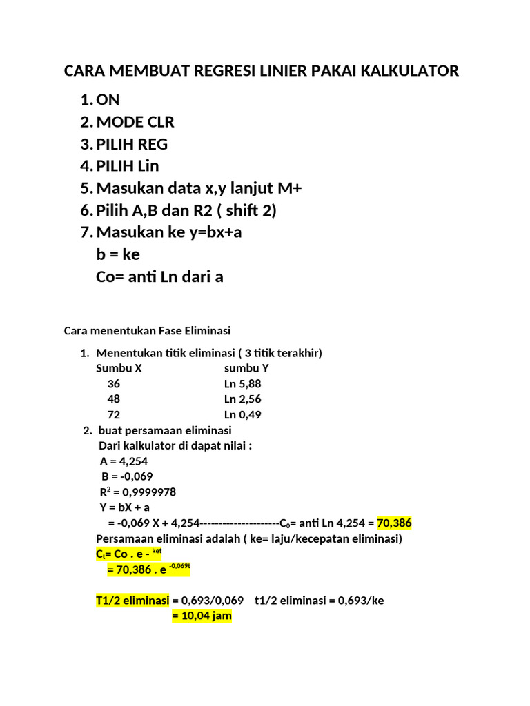 Cara Membuat Regresi Linier Pakai Kalkulator | PDF