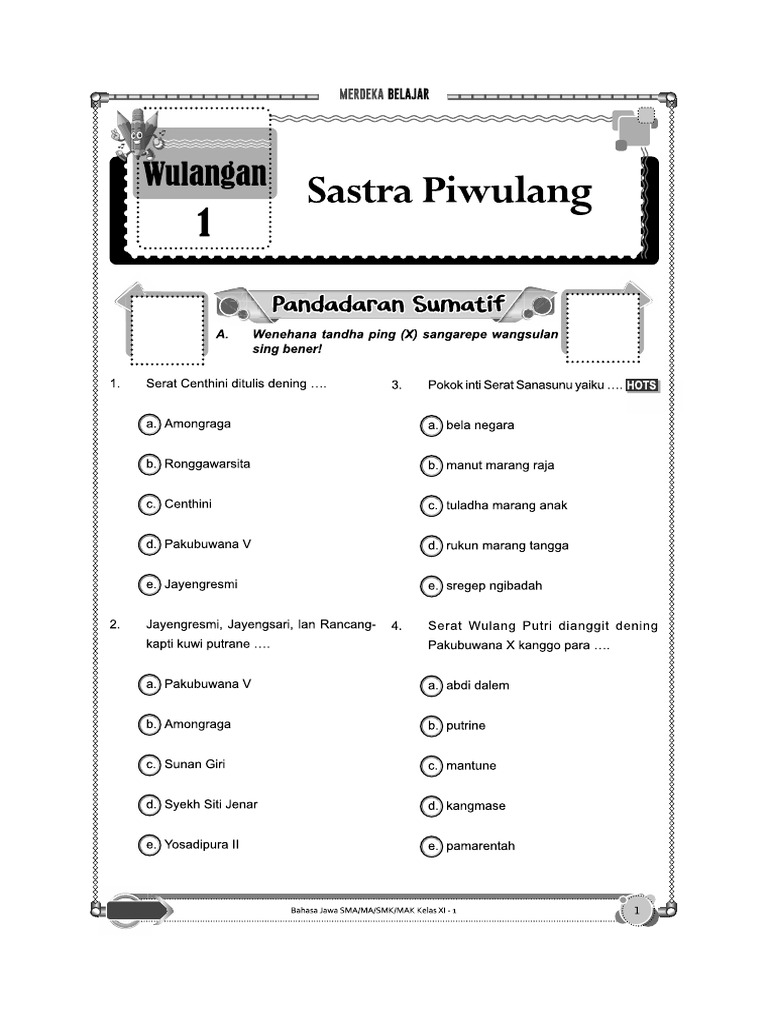 01 - Bahasa Jawa 11 SMA Merdeka - Wulangan 1 | PDF