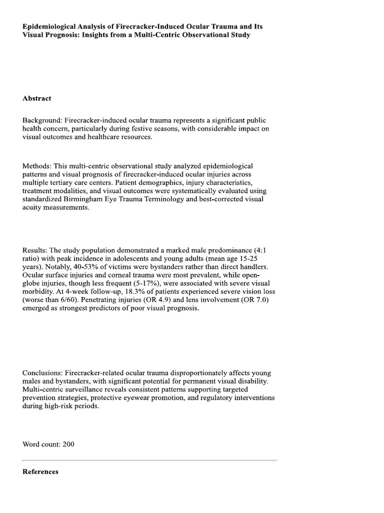 Ocular Trauma and Its Visual Prognosis | PDF