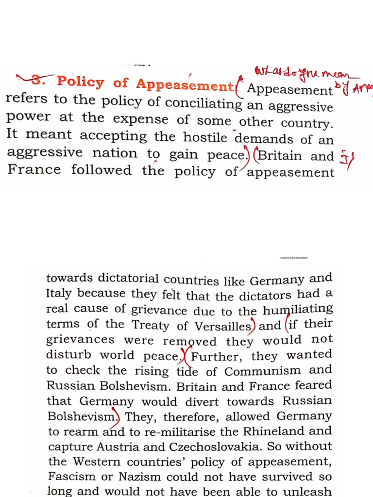 Describe The Policy of Appeasement As A Reason For The WW2 | PDF