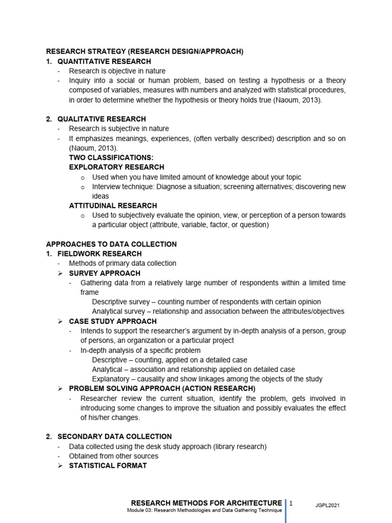 MODULE 03 02 Research Strategy | PDF | Methodology | Qualitative Research
