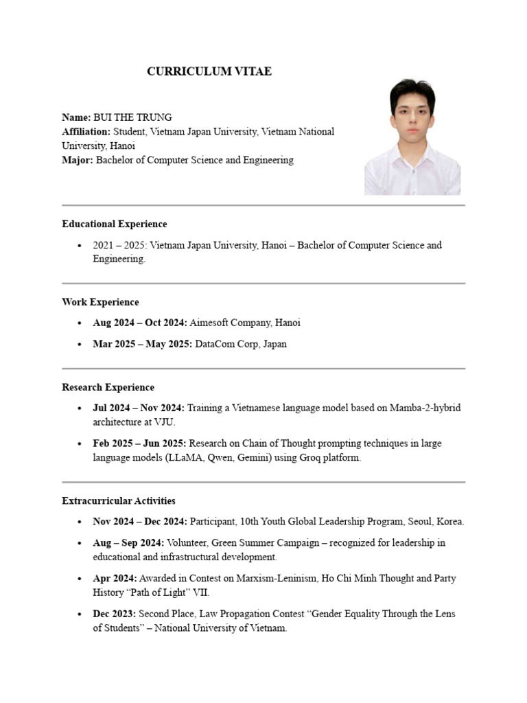 Brief CV - Bui The Trung | PDF