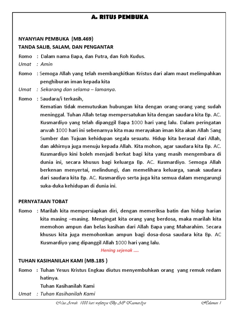 Teks Misa Arwah | PDF