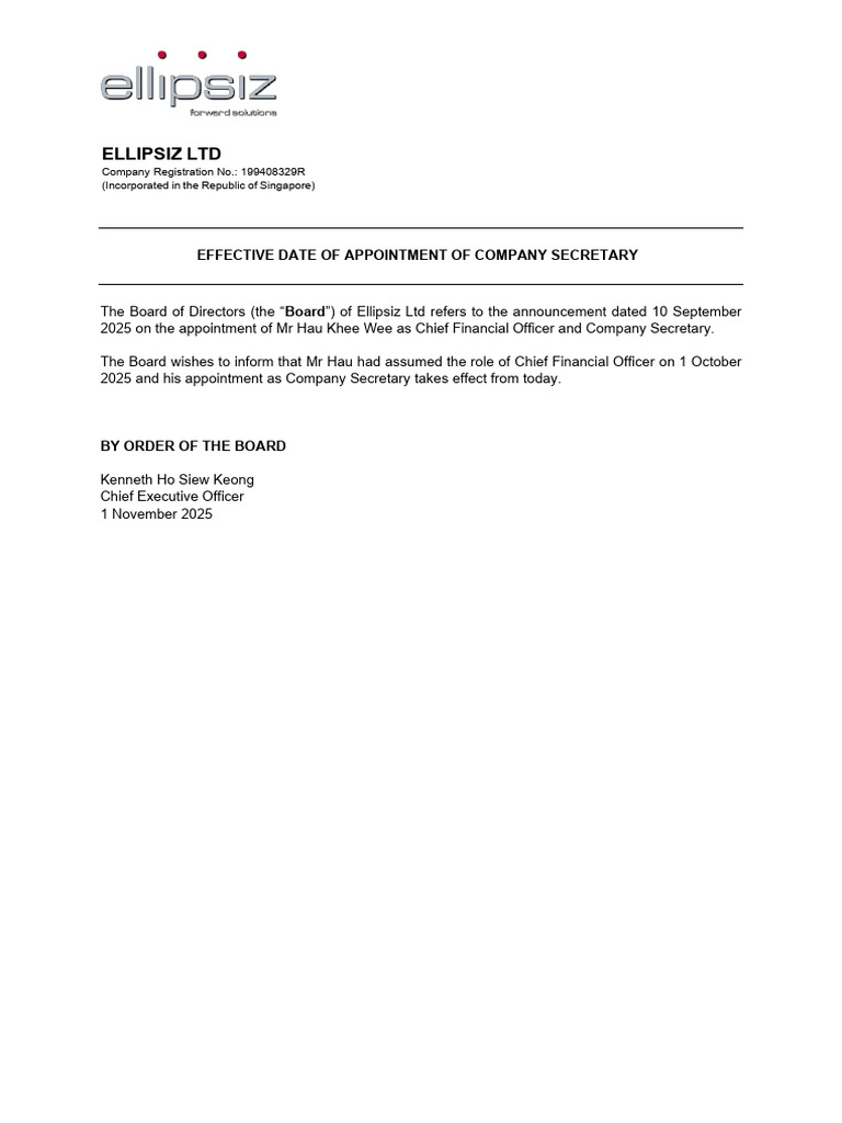 Annc - Appt of Company Secretary | PDF