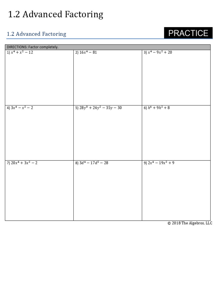 1.2 Advanced Factoring CH | PDF