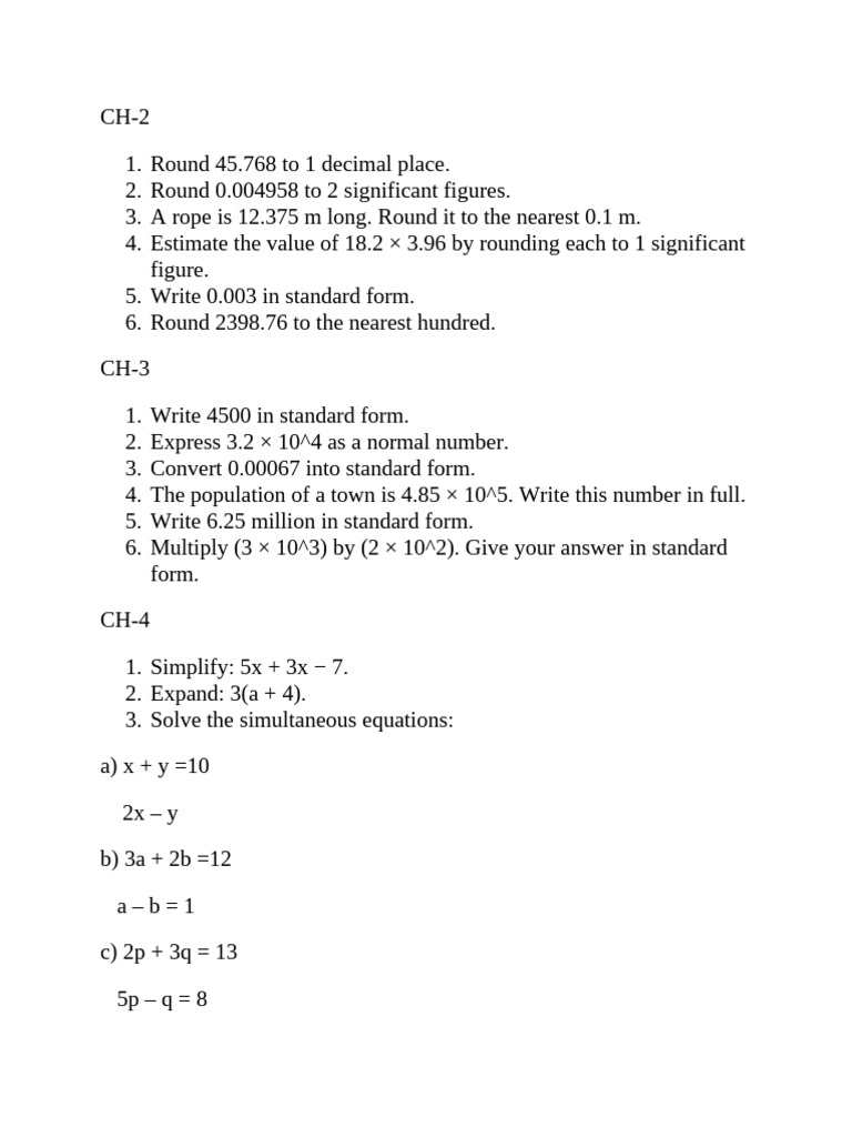 Rounding and Standard Form Exercises | PDF