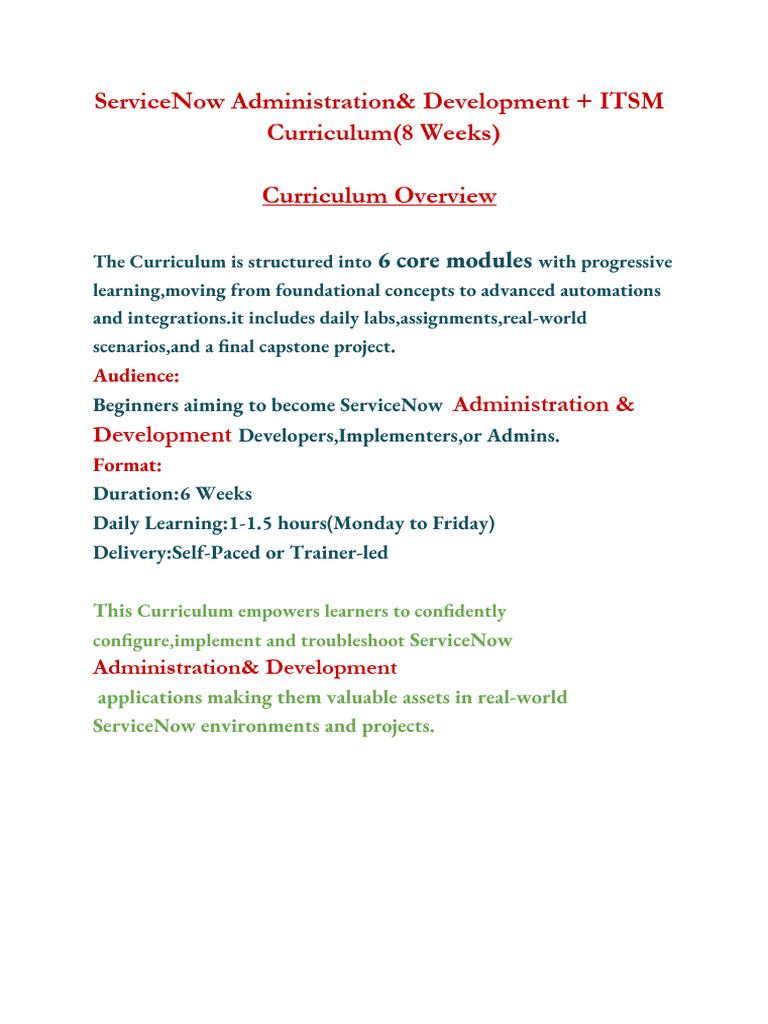 ServiceNow Administration& Development + ITSM | PDF | Json | Java Script