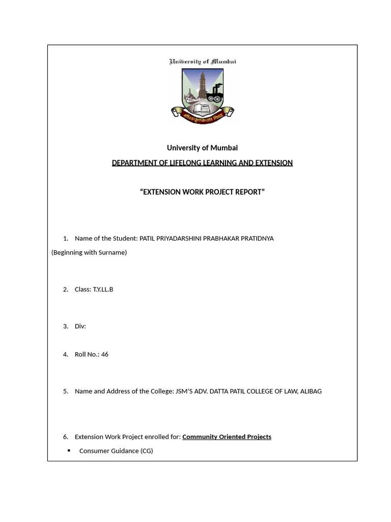 Extension Work Project Report 2023-24 | PDF