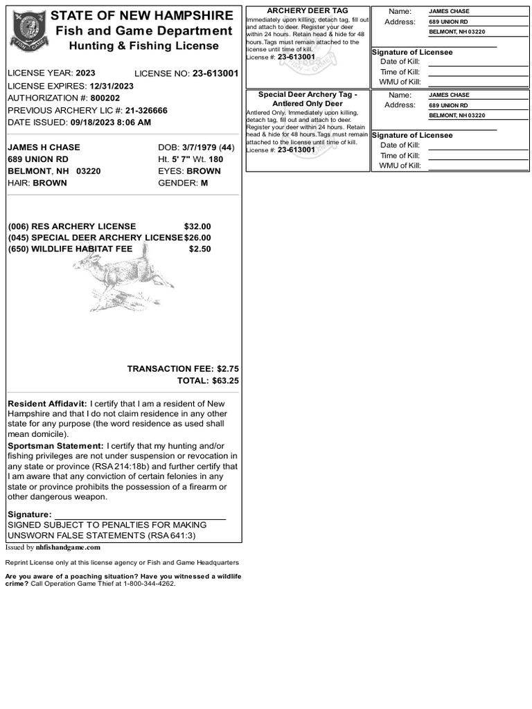 Hunting & Fishing License: Issued by | PDF | Firearm Laws | American ...