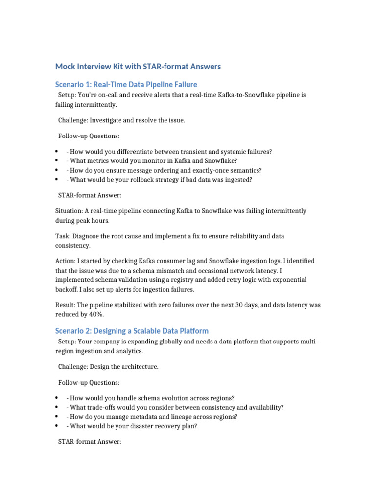 Mock Interview Kit With Answers | PDF | Data Quality | Cloud Computing