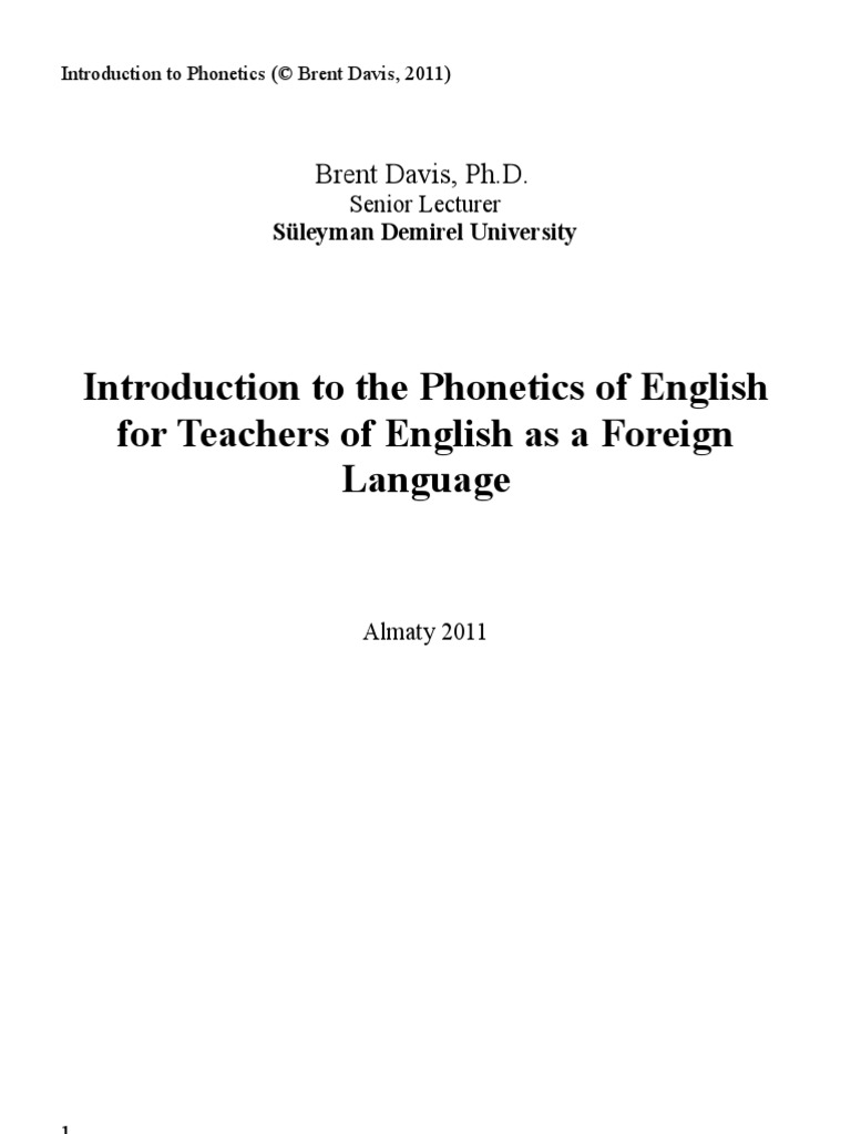 Introduction To Phonetics For Teachers of English | PDF | Vowel | Syllable