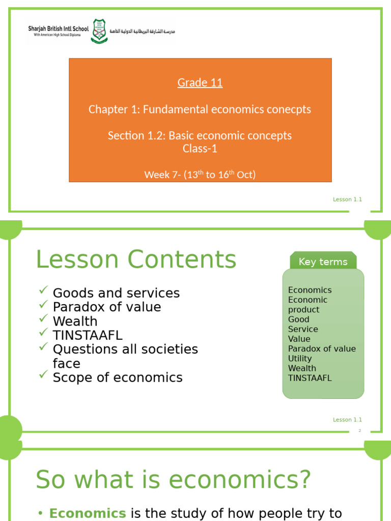Section 1.2 - Basic Economic Concepts | PDF | Value (Economics) | Goods