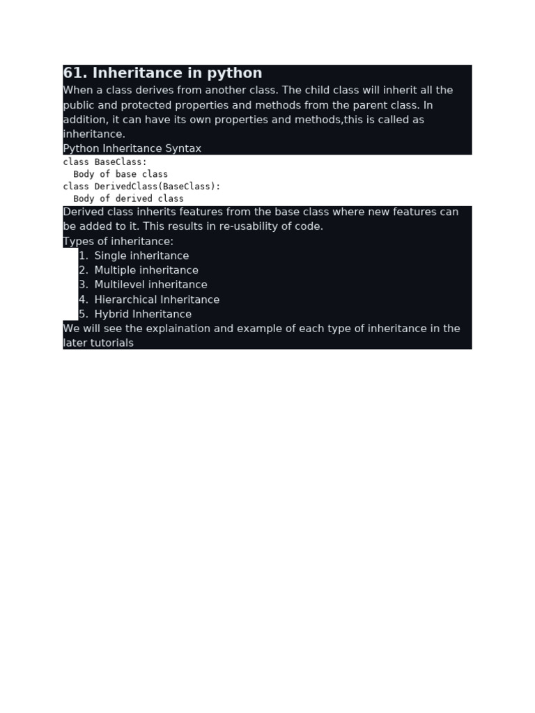 Inheritance in Python | PDF