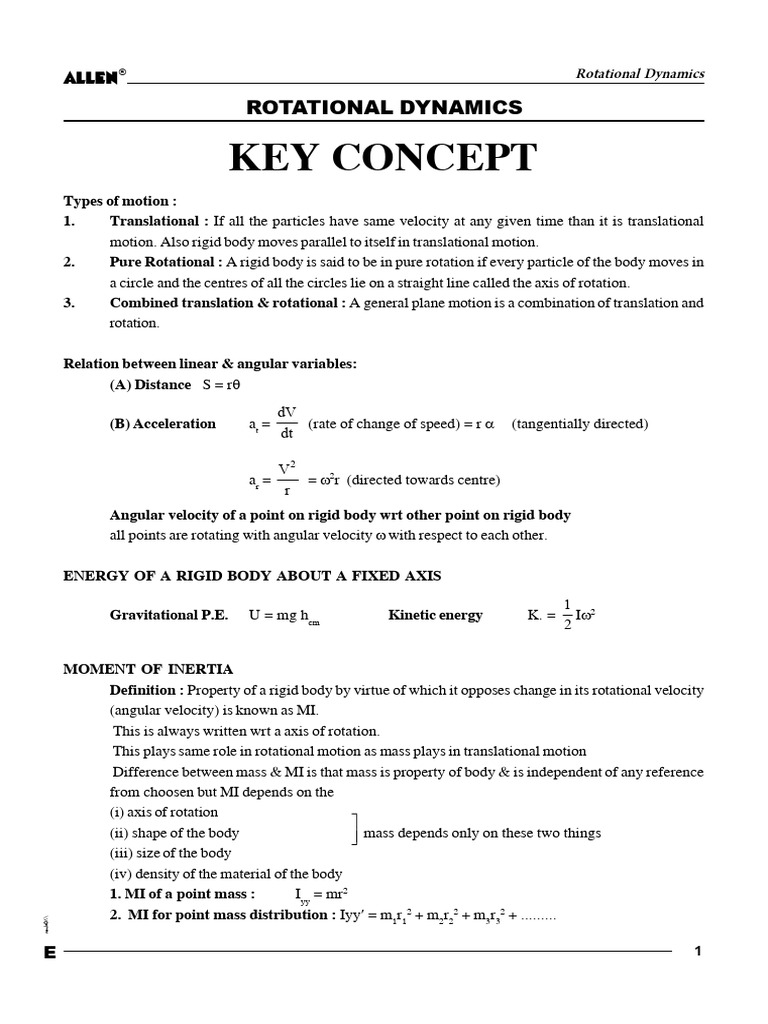 N Sheet Rotational Dynamics With Solution | PDF | Rotation Around A ...