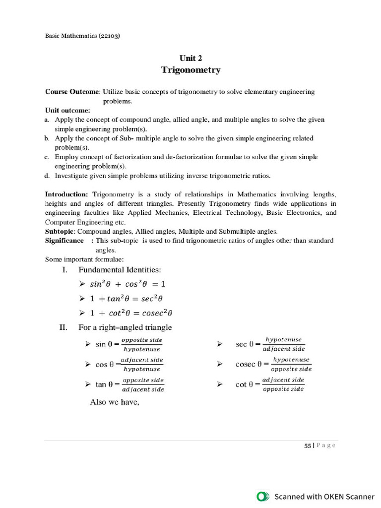Unit - 2 Trigonometry | PDF