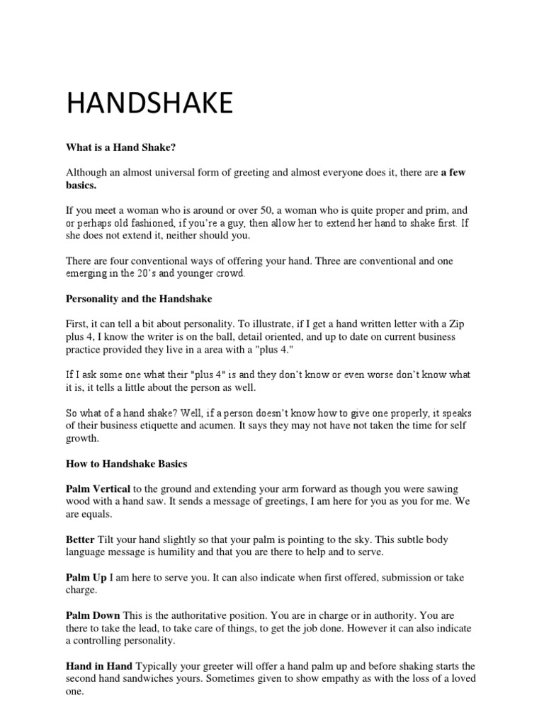 What Is A Hand Shake | PDF | Nonverbal Communication | Hand