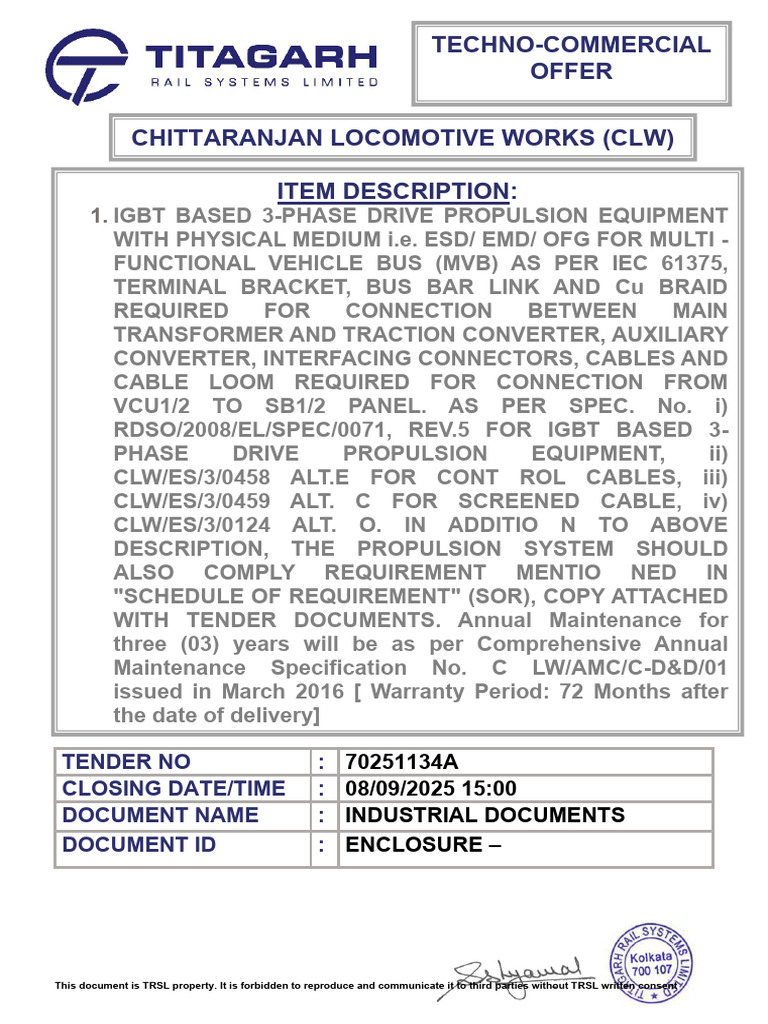 Industrial Documents Signed CLW | PDF