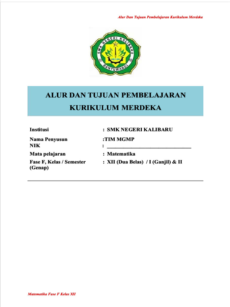 Alur Dan Tujuan Alur Dan Tujuan Pembelajaran Pembelajaran Kurikulum ...