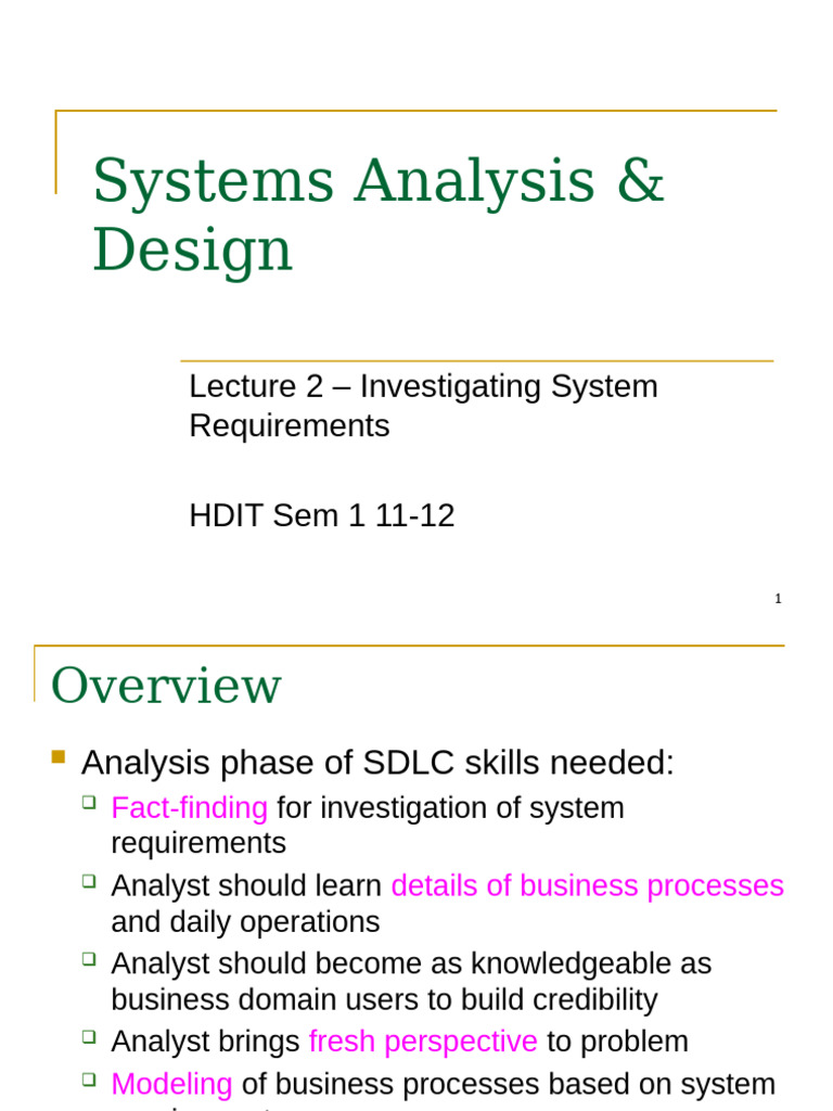 Analyzing System Requirements in SDLC | PDF | Computing | Business