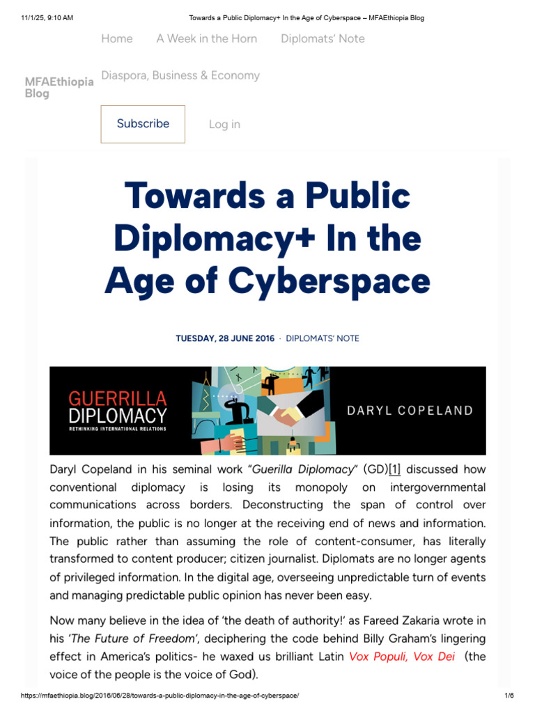 Towards A Public Diplomacy+ in The Age of Cyberspace - MFAEthiopia Blog ...