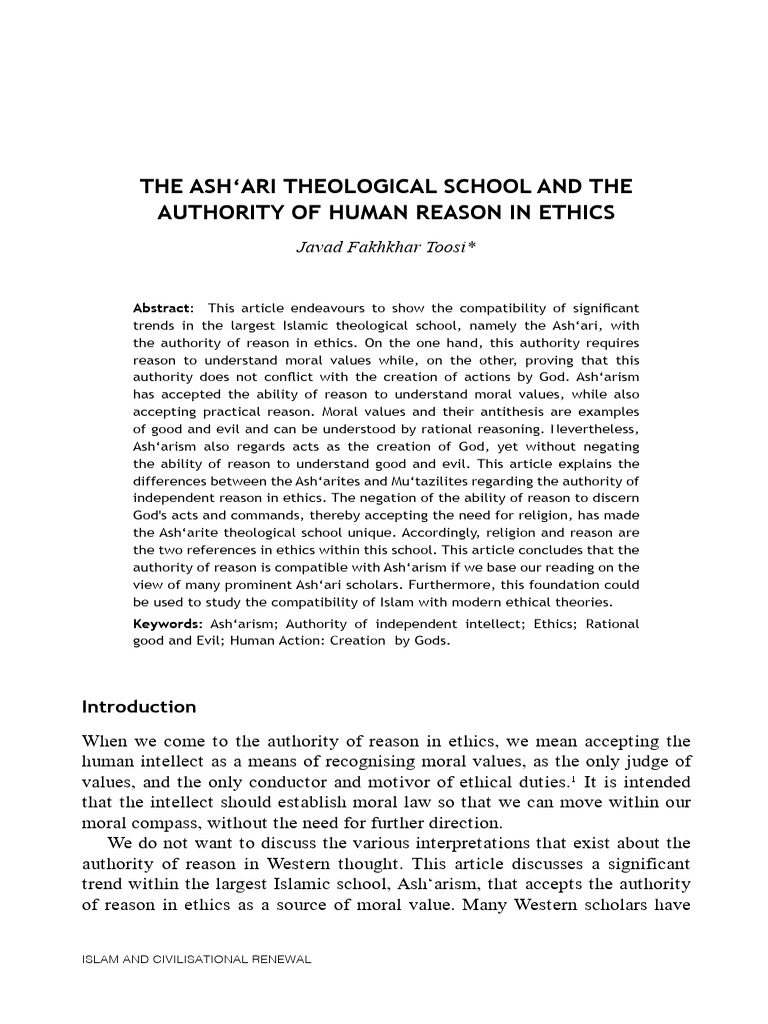 The Ashari Theological School and The Authority of Human 1k764wrsc2 ...
