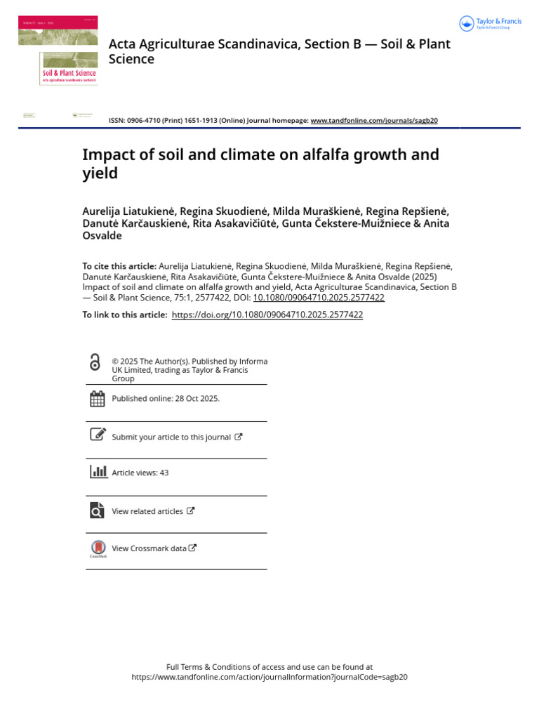 Soil and Climate Effects on Alfalfa Yield | PDF | Alfalfa | Soil