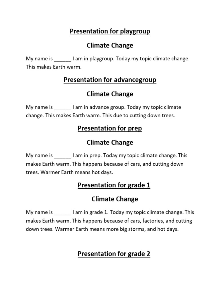 Climate Change Presentations by Grade | PDF
