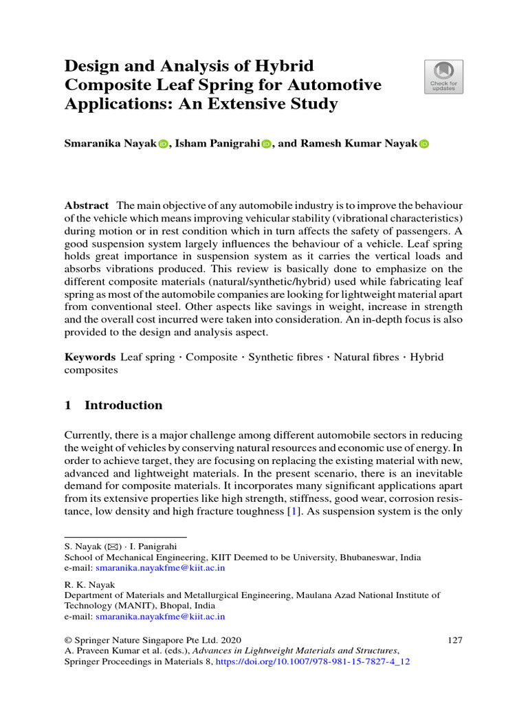 Hybrid Composite Leaf Spring Design Analysis | PDF | Composite Material ...