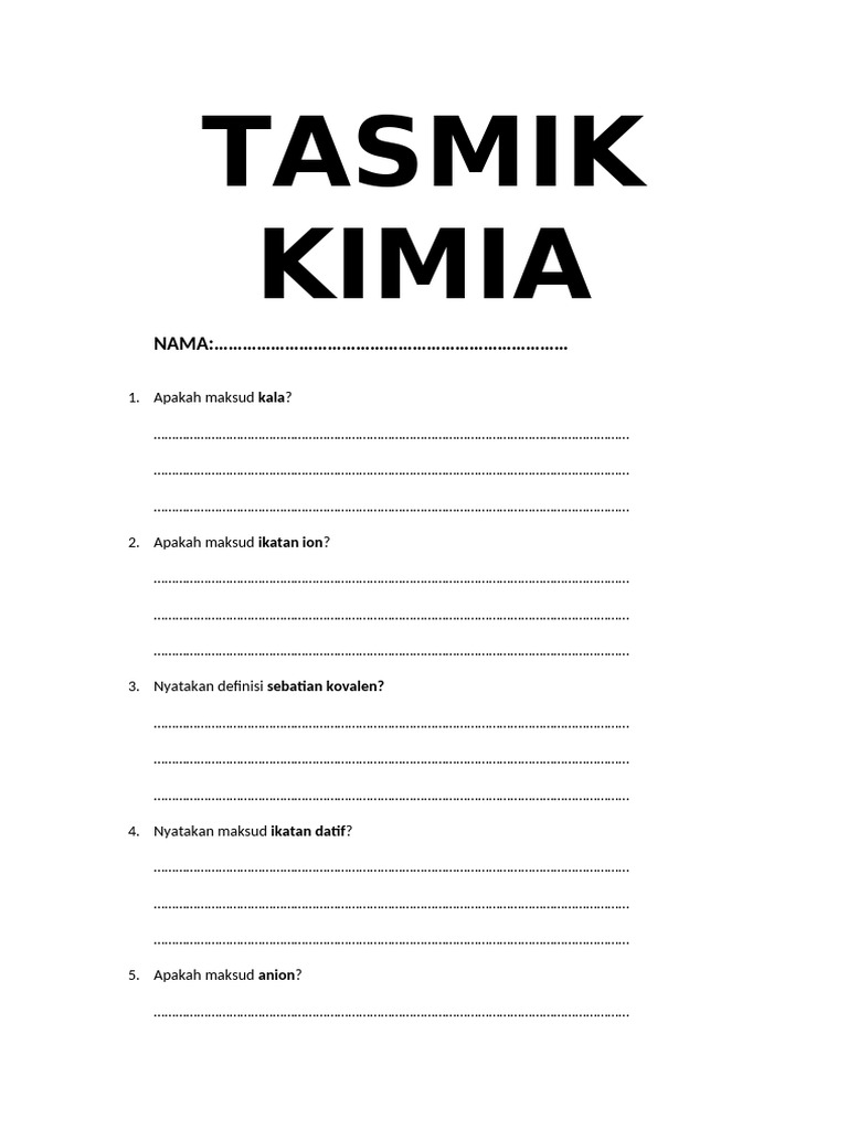 Tasmik Kimia 2 | PDF