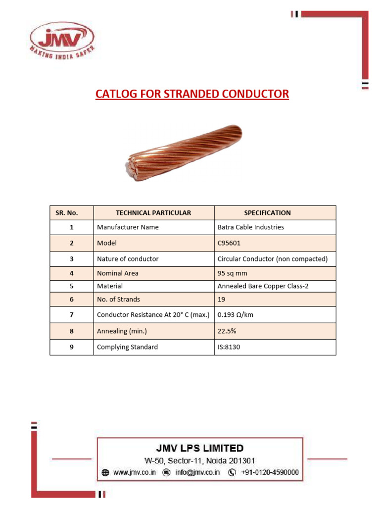 Datasheet For 95sq MM Conductor | PDF