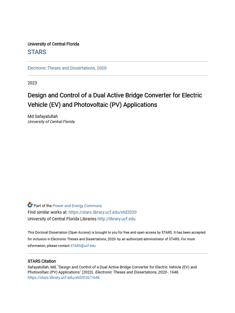 Dual Active Bridge Converter for EVs and PVs | PDF | Photovoltaics ...
