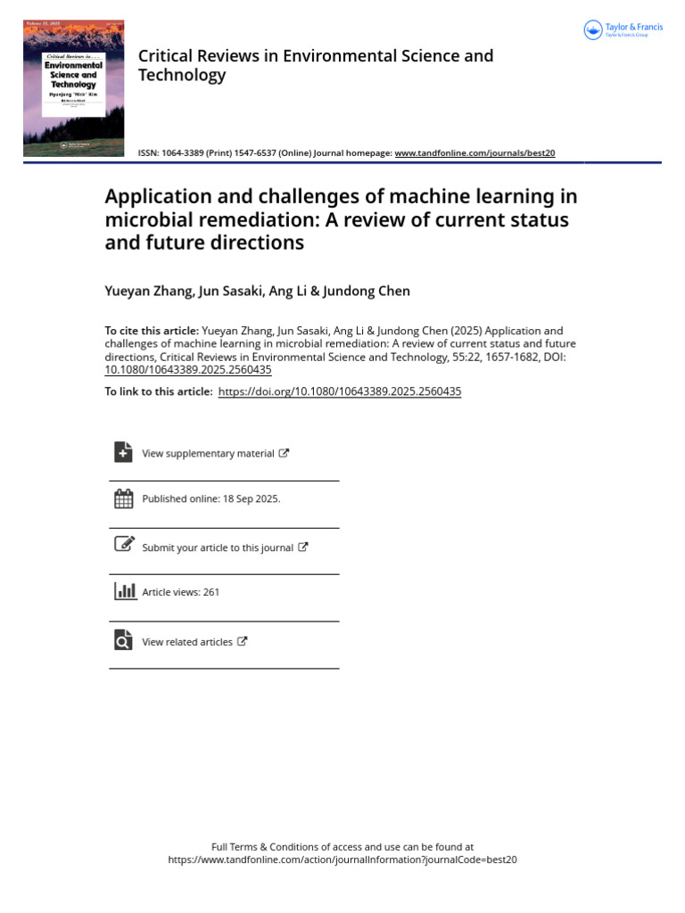 Application and Challenges of Machine Learning in Microbial Remediation ...