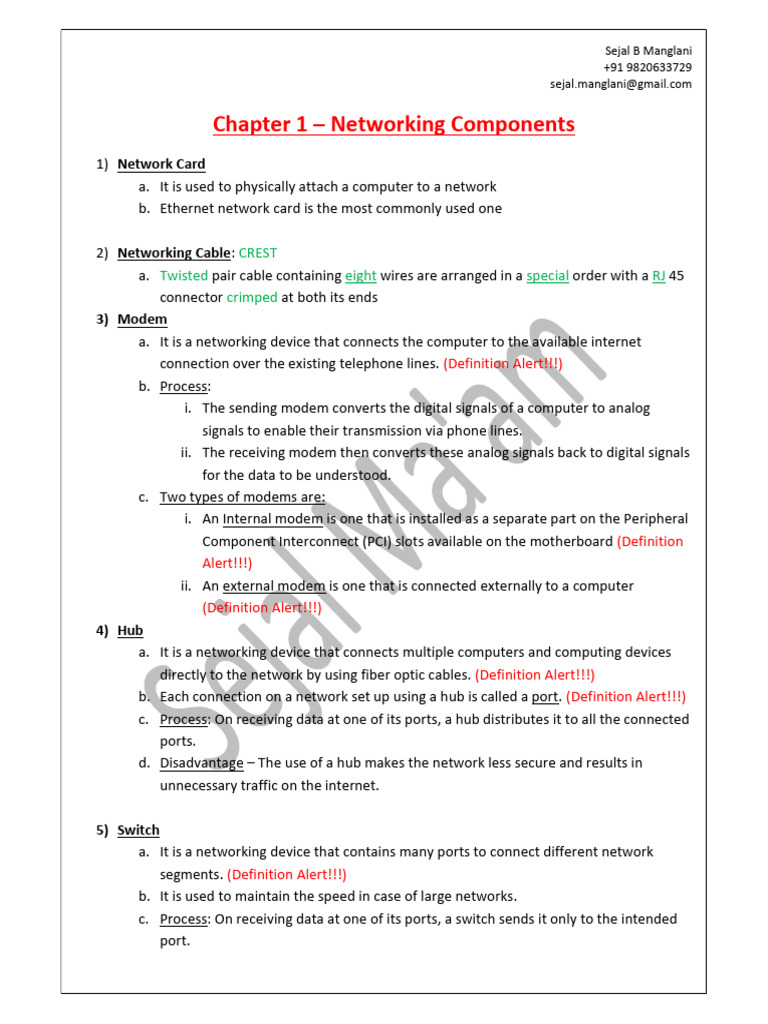 Networking Components - Wired Networks | PDF | Computer Network | Network Switch