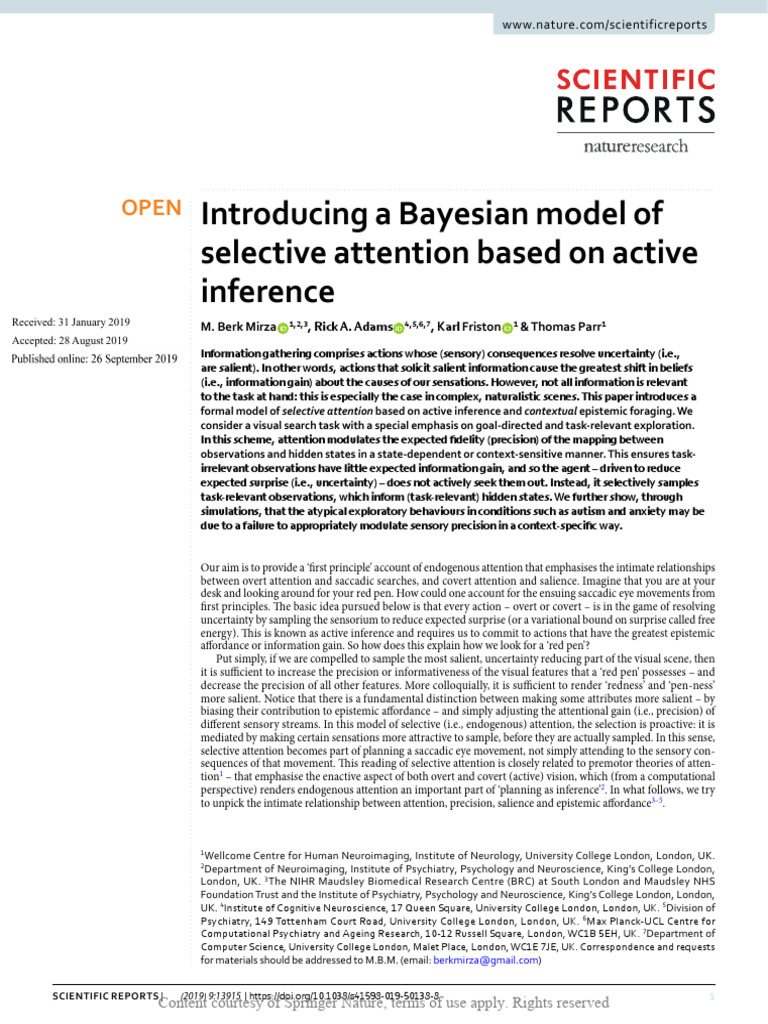 Bayesian Model of Selective Attention | PDF | Applied Mathematics