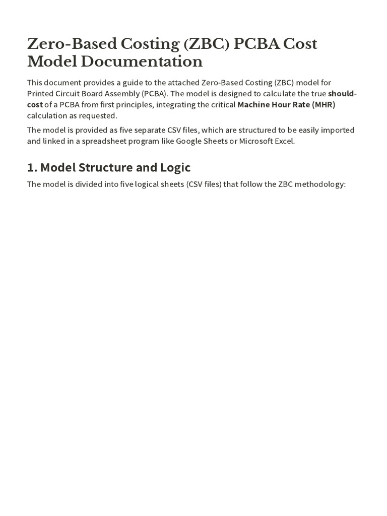 Zero-Based Costing for PCBA Analysis | PDF | Printed Circuit Board