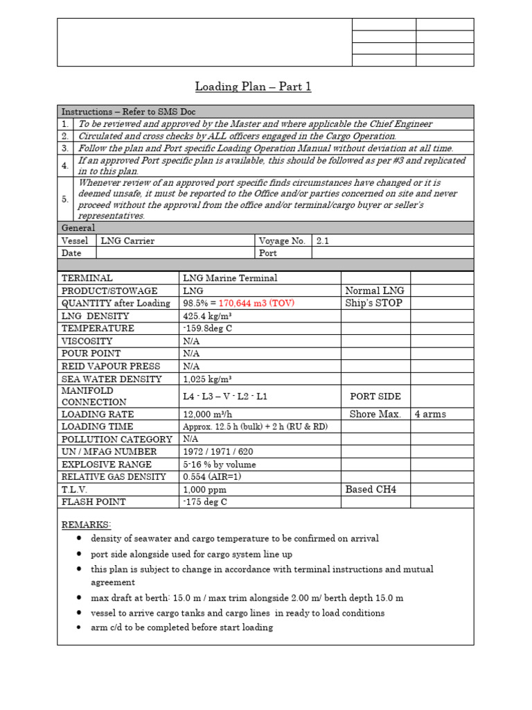 LNG Carrier Loading Plan Overview | PDF | Valve | Pump