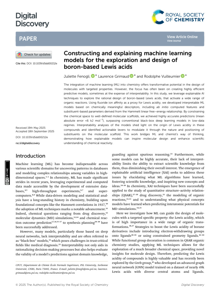Digital Discovery: Paper | PDF | Chemistry | Machine Learning